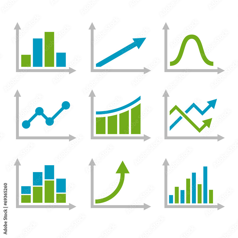 Color Graph Chart Icons Set. Vector Stock Vector | Adobe Stock