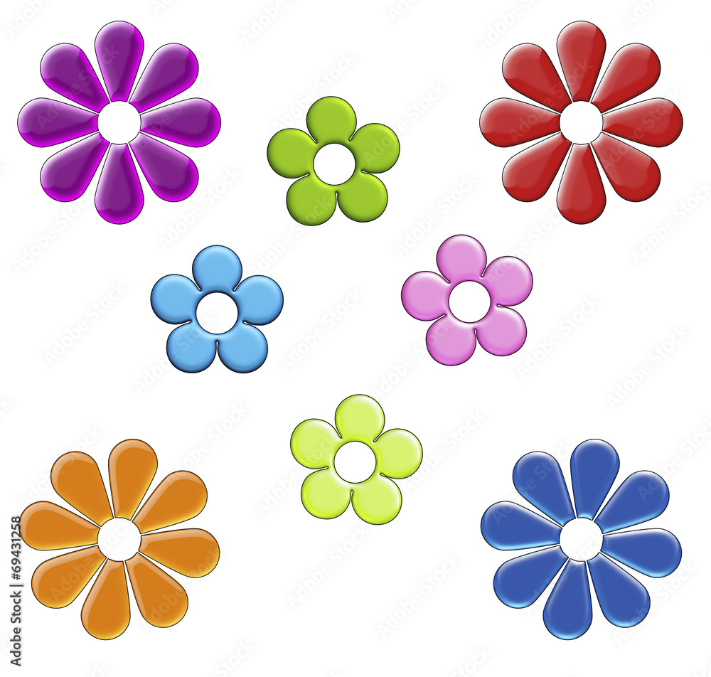 rainbow cartoon flower clip art on white Stock Illustration | Adobe Stock