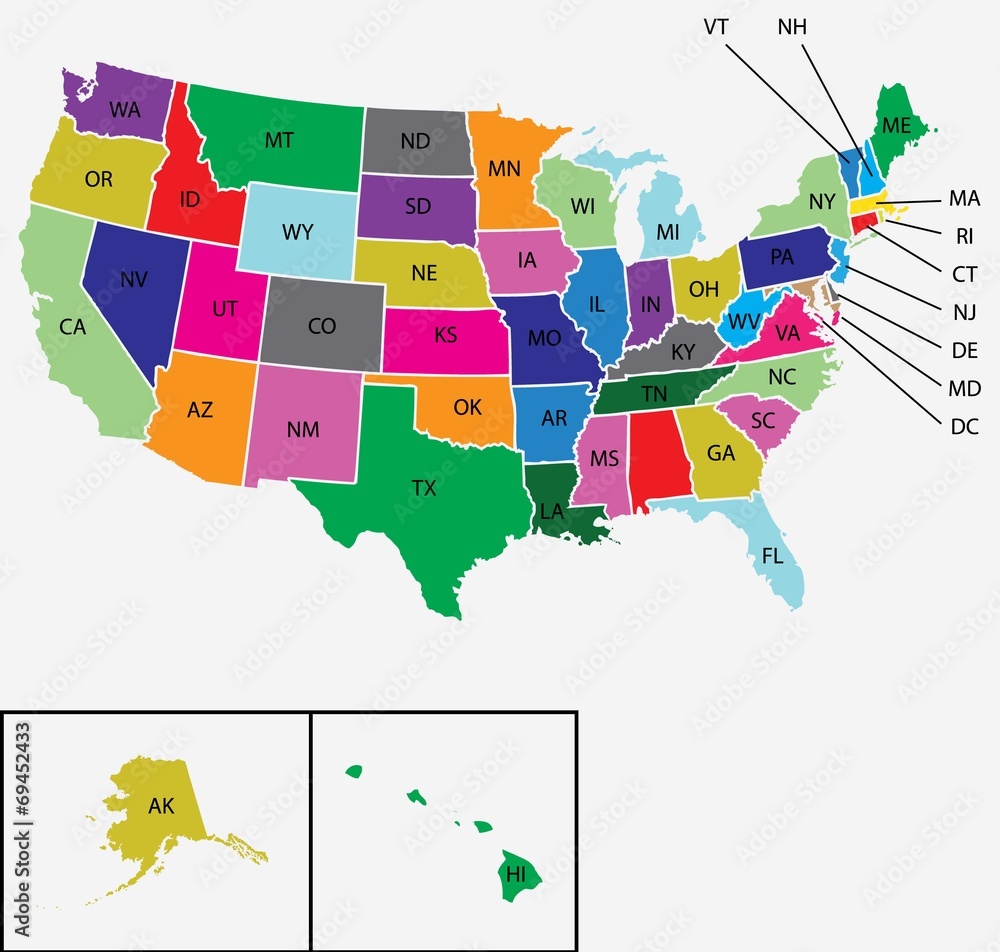 Illustrated Map of United States of America Stock Illustration | Adobe ...