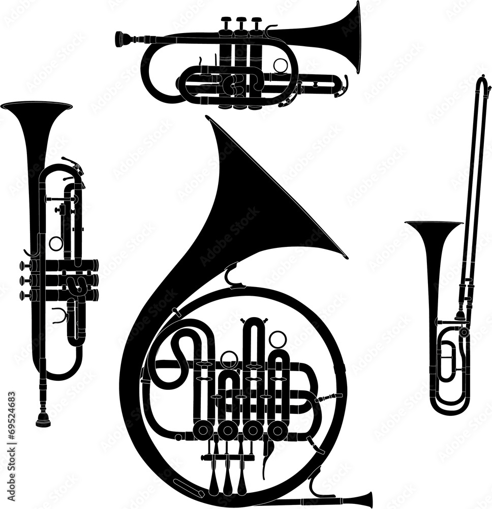 Brass musical instruments vectorized set Stock Vector | Adobe Stock