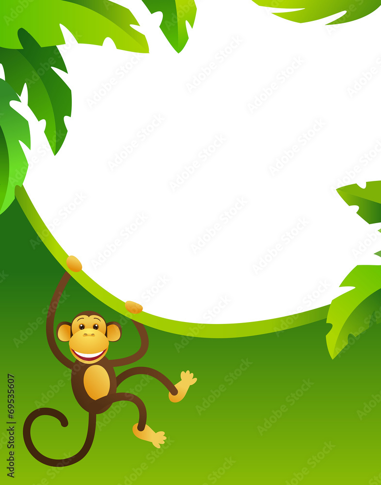 Frame with monkey Stock Illustration | Adobe Stock