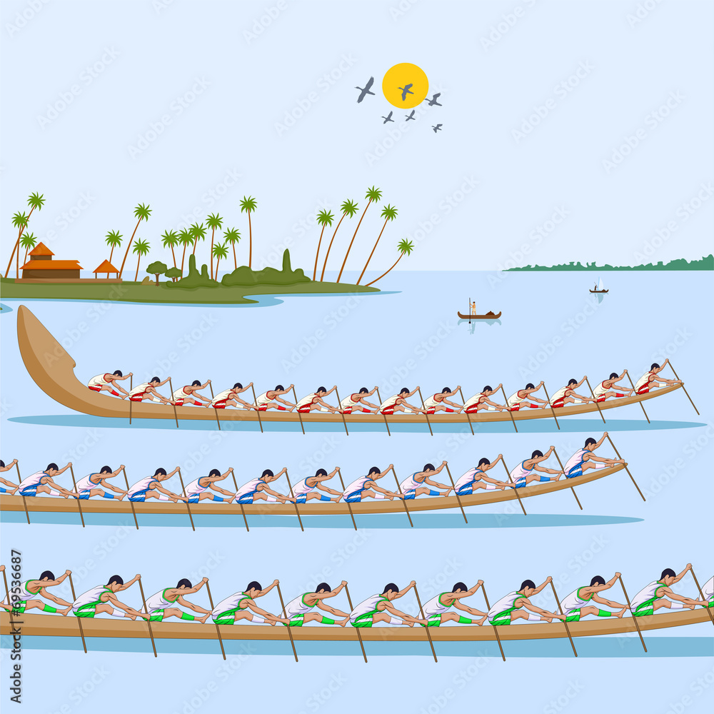 Boat race of Kerala for Onam celebration Stock Vector | Adobe Stock