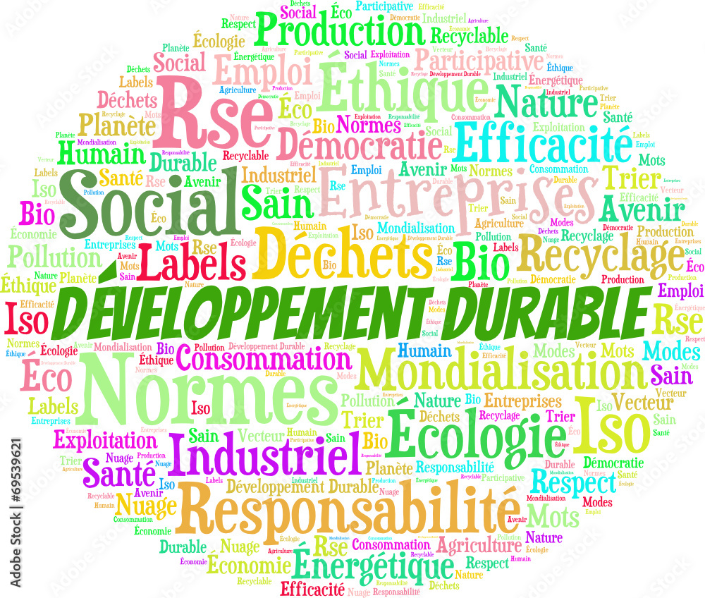 Développement durable nuage de mots Stock-Vektorgrafik | Adobe Stock