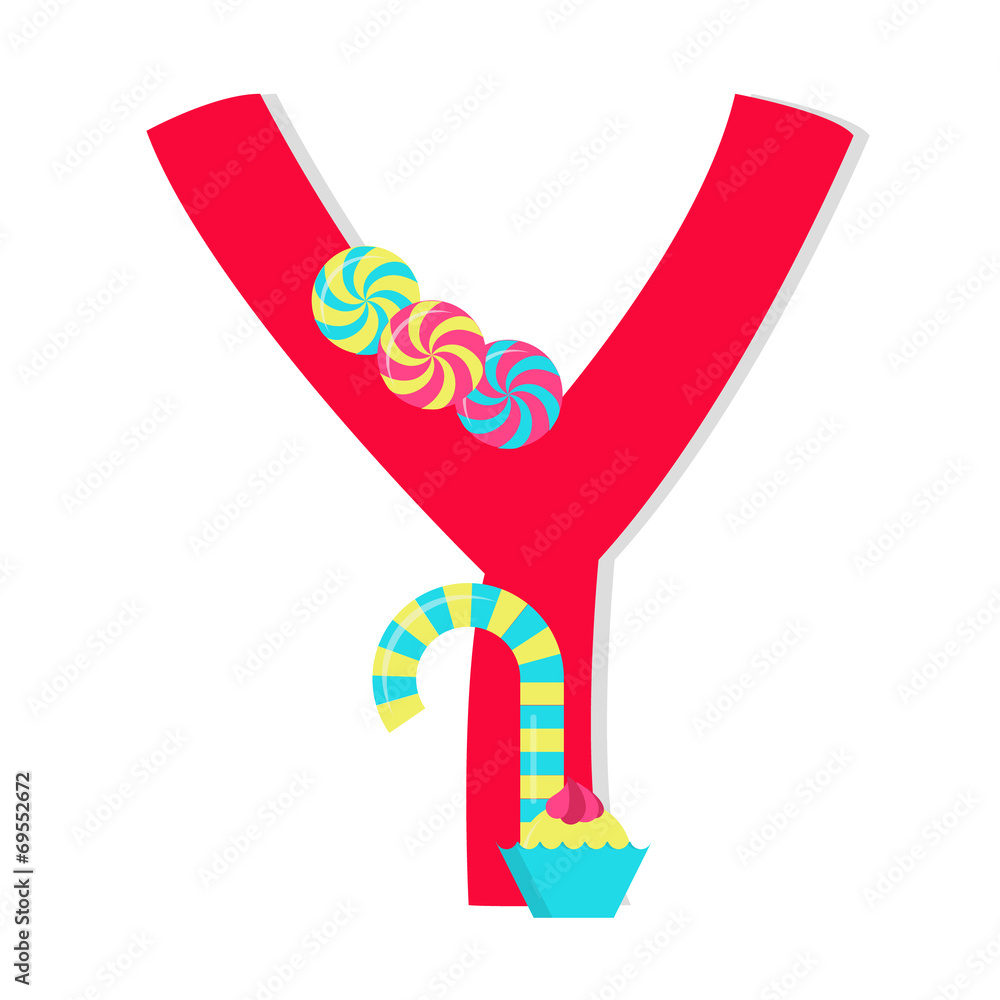Letter "y" from stylized alphabet with candies Stock Vector | Adobe Stock