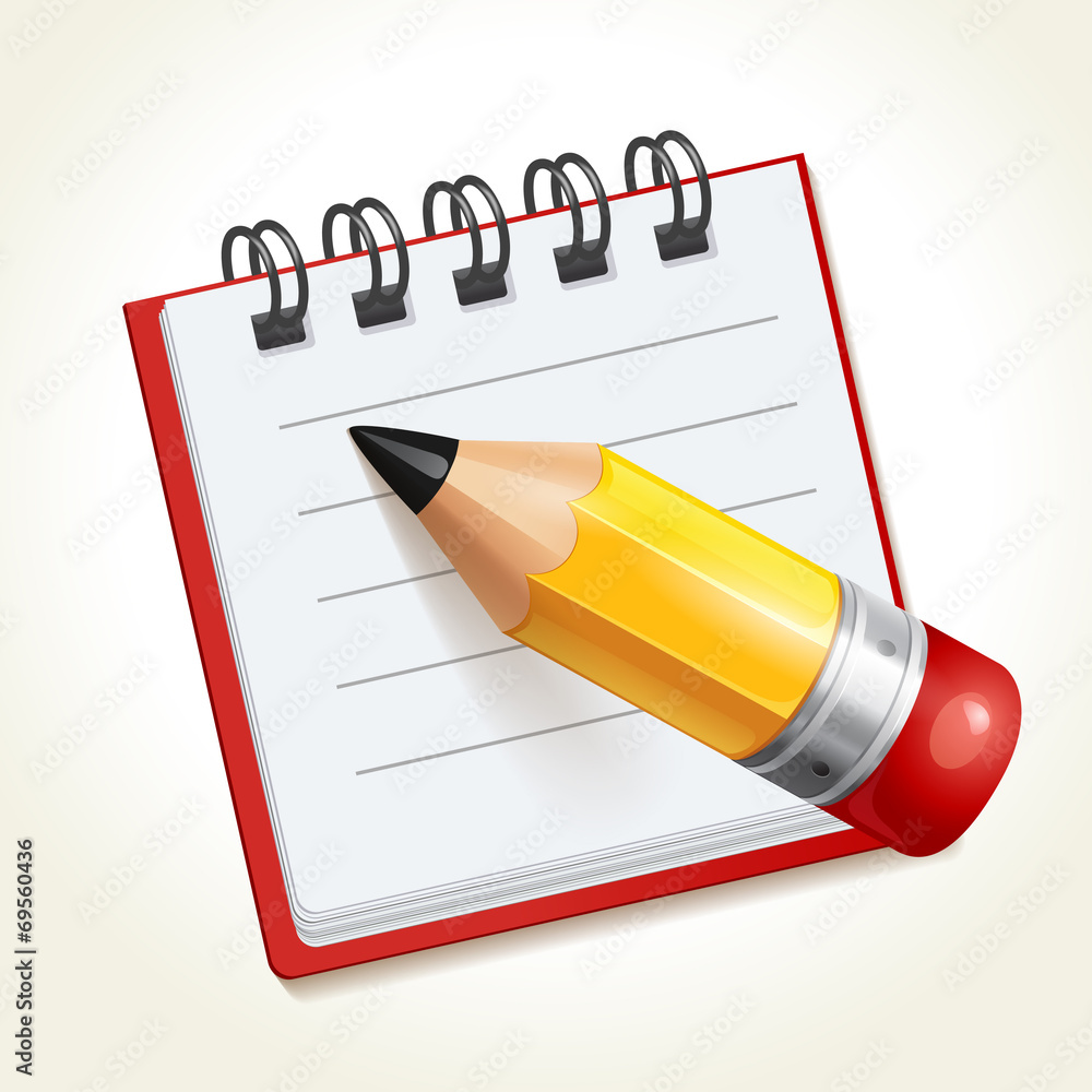 Pencil and notepad icon Stock Vector | Adobe Stock