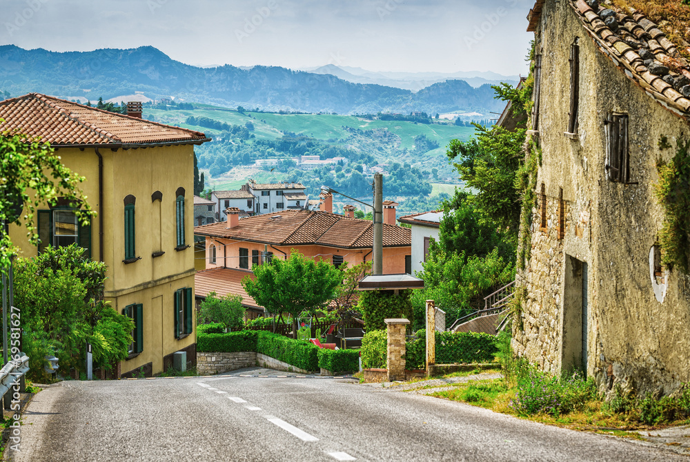 Italian street in a small provincial town of Tuscan Stock-Foto | Adobe ...
