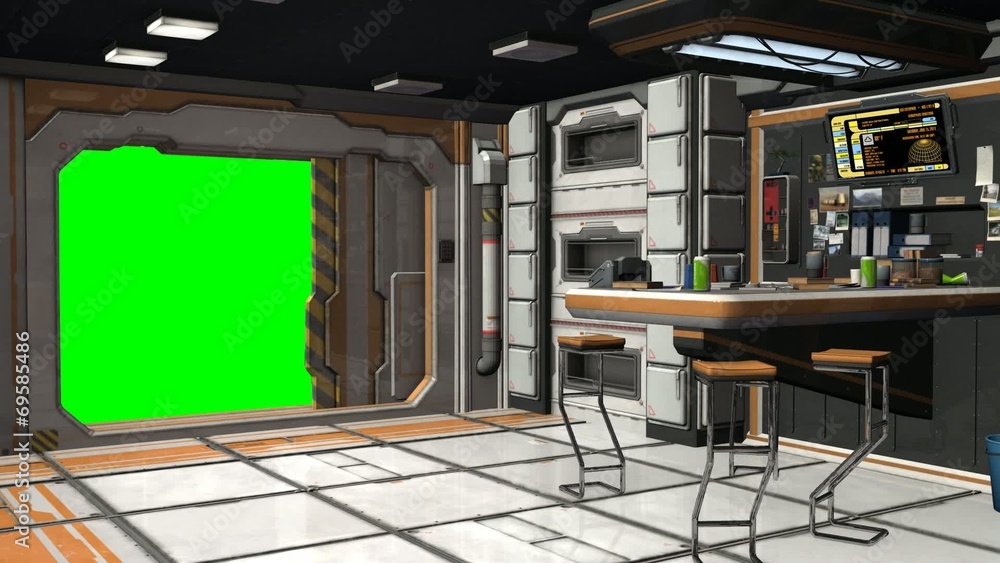 Scifi Spaceship Room - Video Background - Green Screen Stock Video ...
