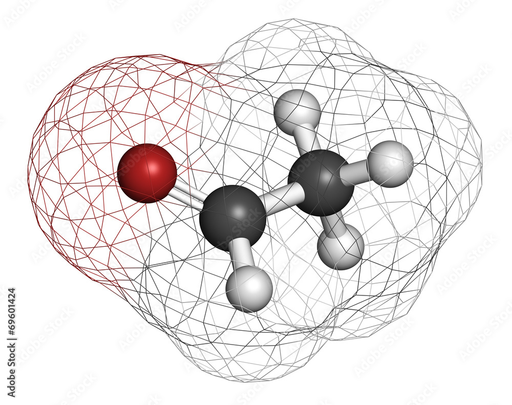 Acetaldehyde (ethanal) molecule, chemical structure. Stock Illustration ...