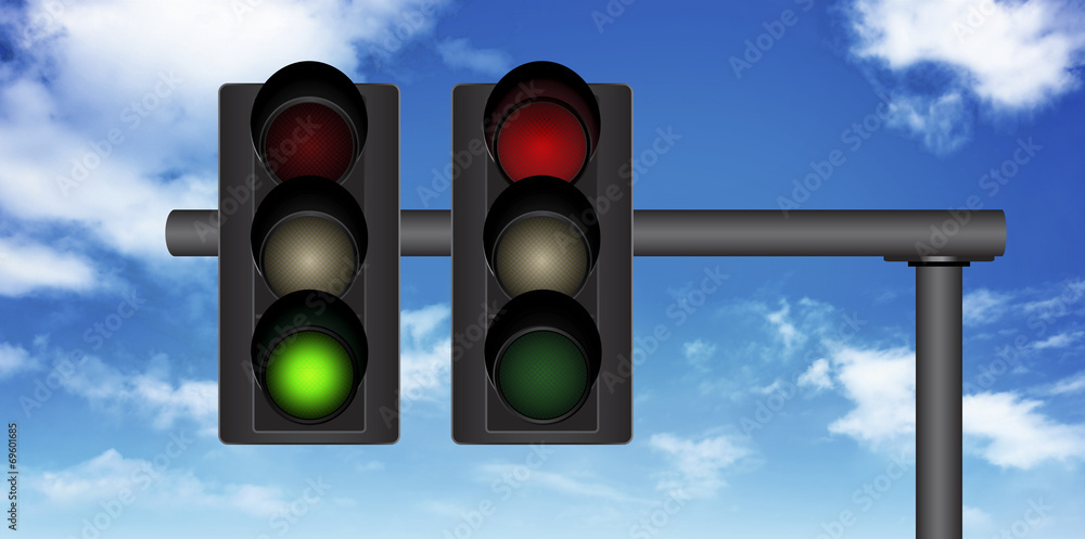 traffic light with a beautiful blue sky in background Stock ...