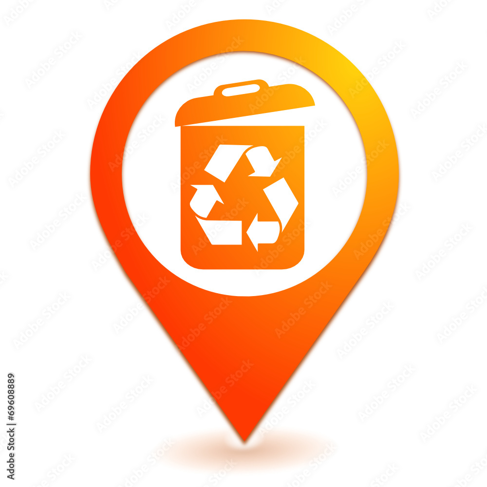 recyclage des déchets sur symbole localisation orange Stock Vector ...