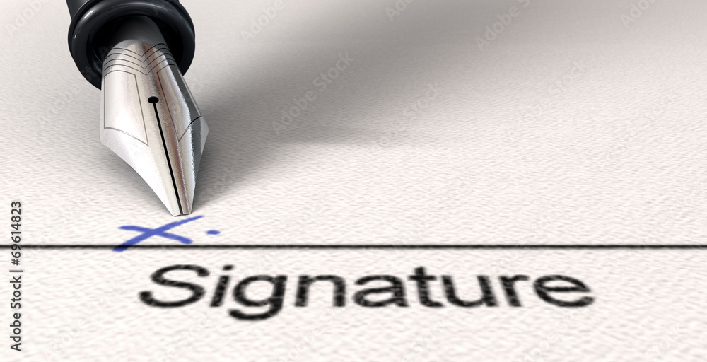 Signature X And Fountain Pen Stock Photo | Adobe Stock