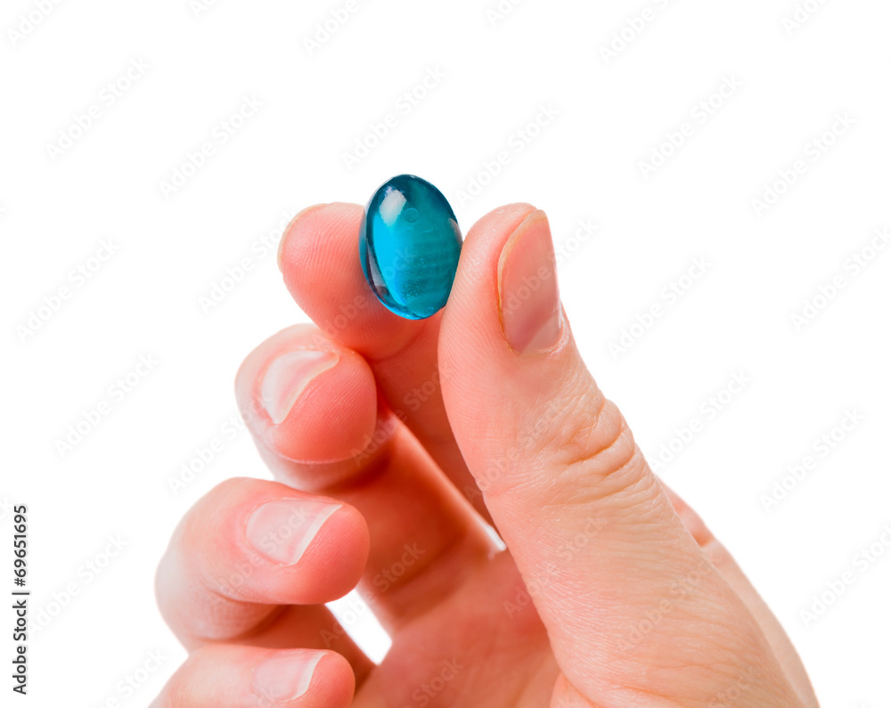Blue gel capsule Stock Photo | Adobe Stock