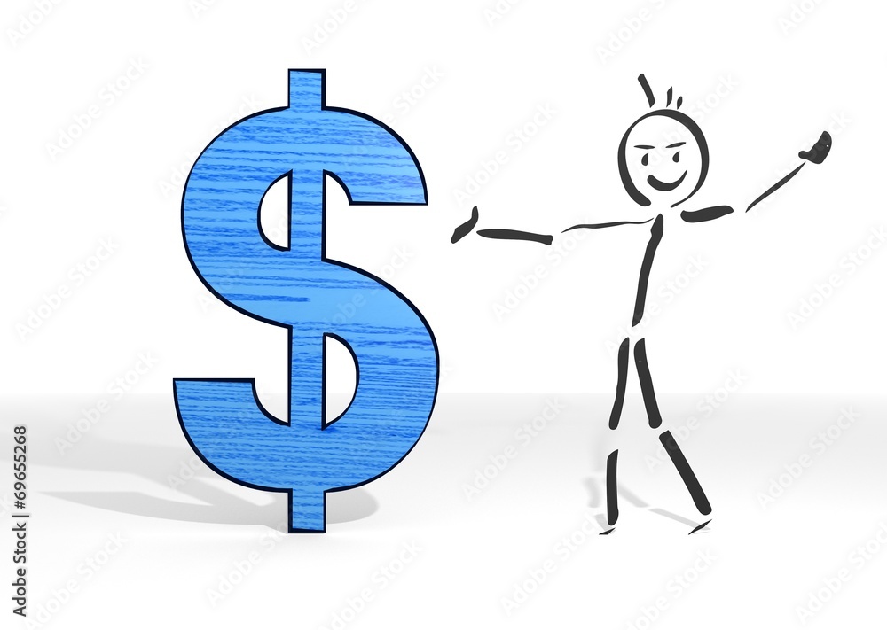 stick man presents Dollar symbol Stock Illustration | Adobe Stock
