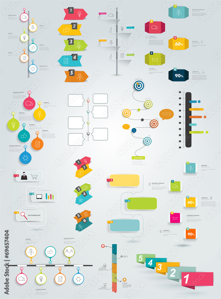 Big collection of timeline template. Vector infographic. Stock Vector ...