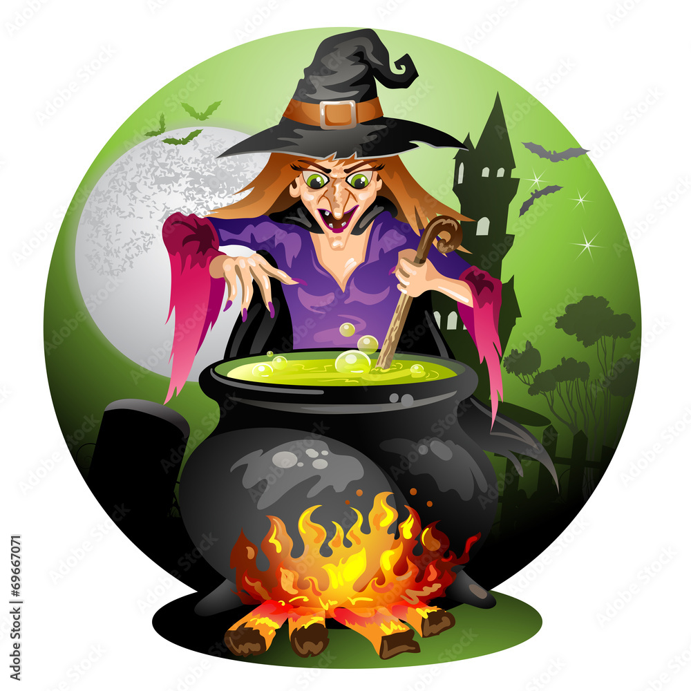 Witch preparing a potion Stock Vector | Adobe Stock