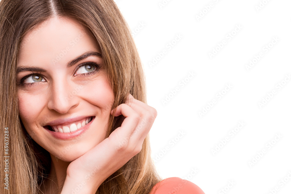 Beautiful woman thinking Stock Photo | Adobe Stock