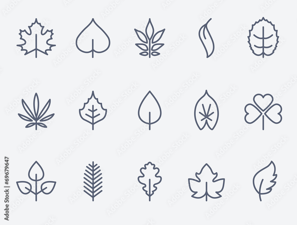 Leaf icon set Stock Vector | Adobe Stock