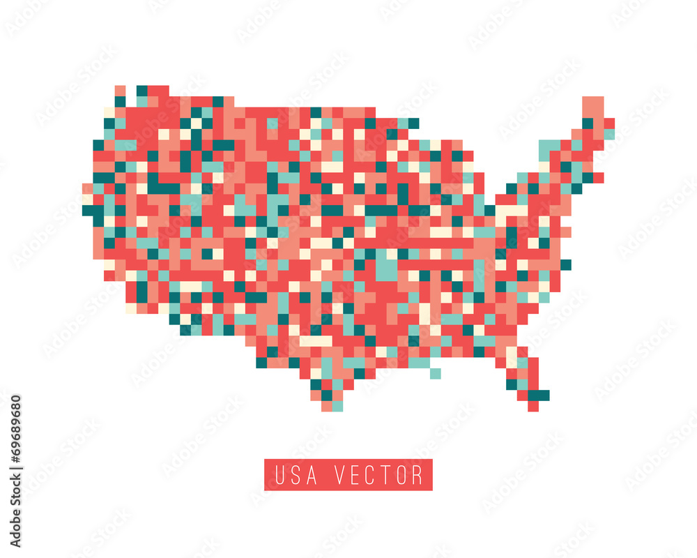 A vector of the United States of America in a pixel art style Stock ...