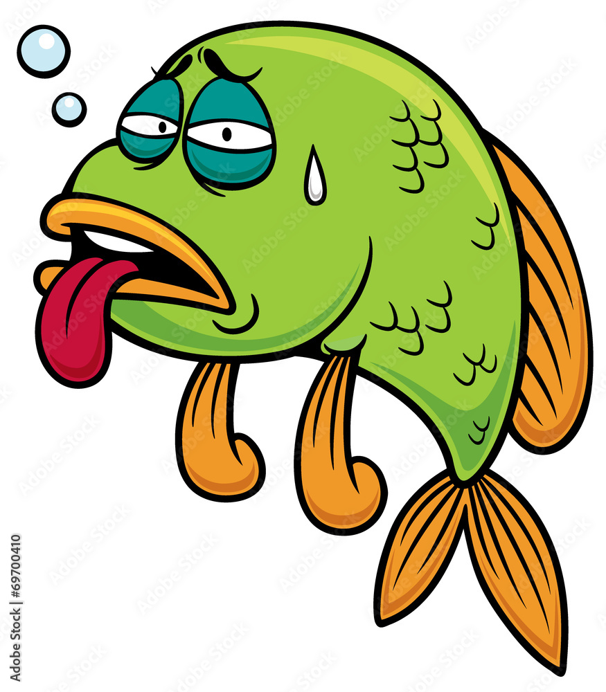 vector illustration of Cartoon fish sick Stock Vector | Adobe Stock