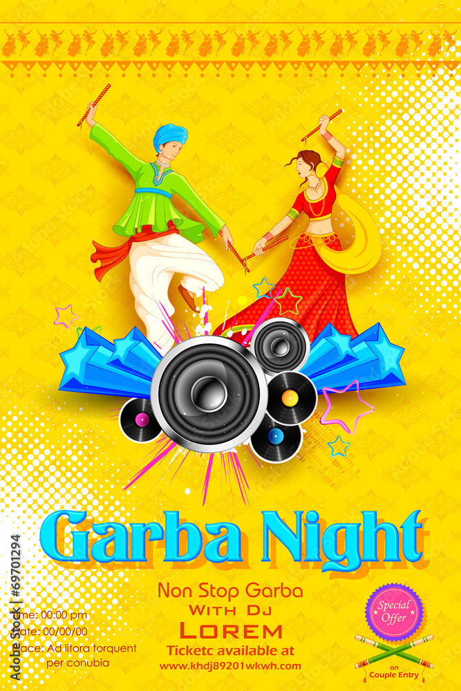 Garba night Poster Stock Vector | Adobe Stock