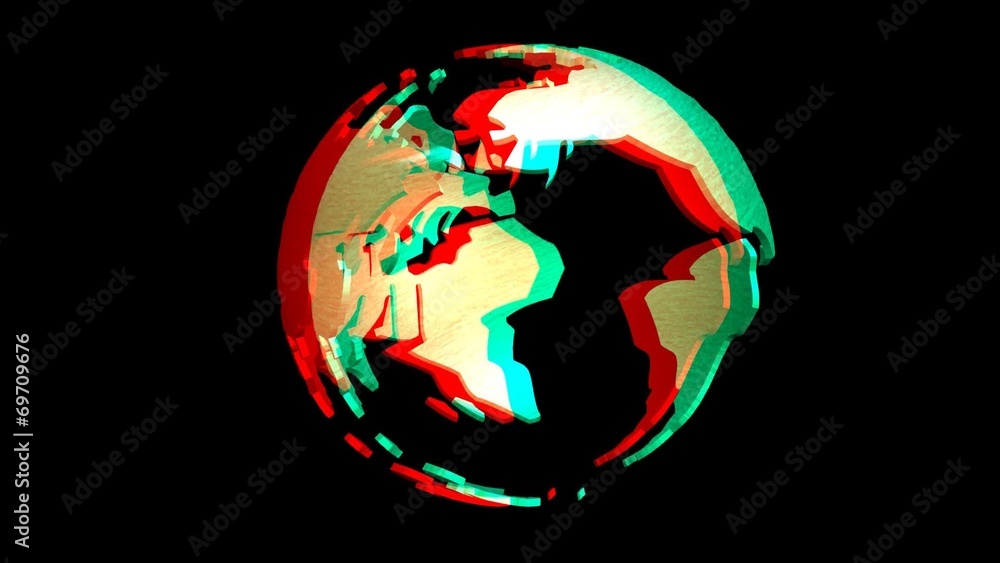 Digital animation of a rotating Earth Globe, stereoscopic Stock Video ...