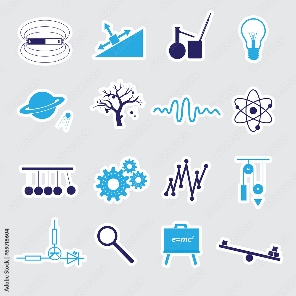 physics stickers set eps10 Stock Vector | Adobe Stock