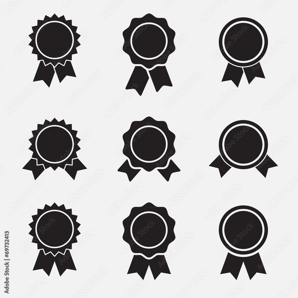 Badge with ribbons icon, vector set, simple flat design Stock Vector ...