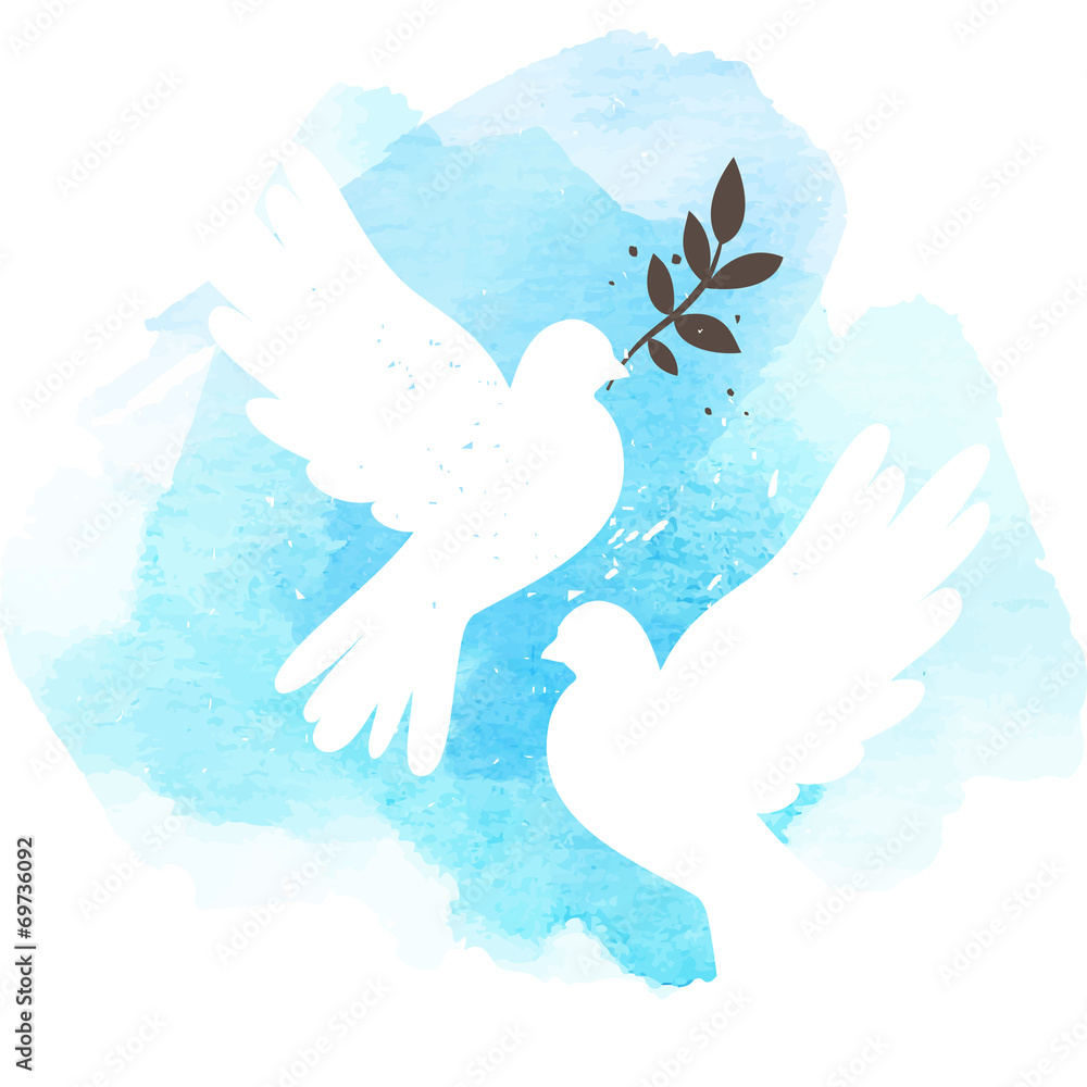 Doves on blue background Stock Vector | Adobe Stock