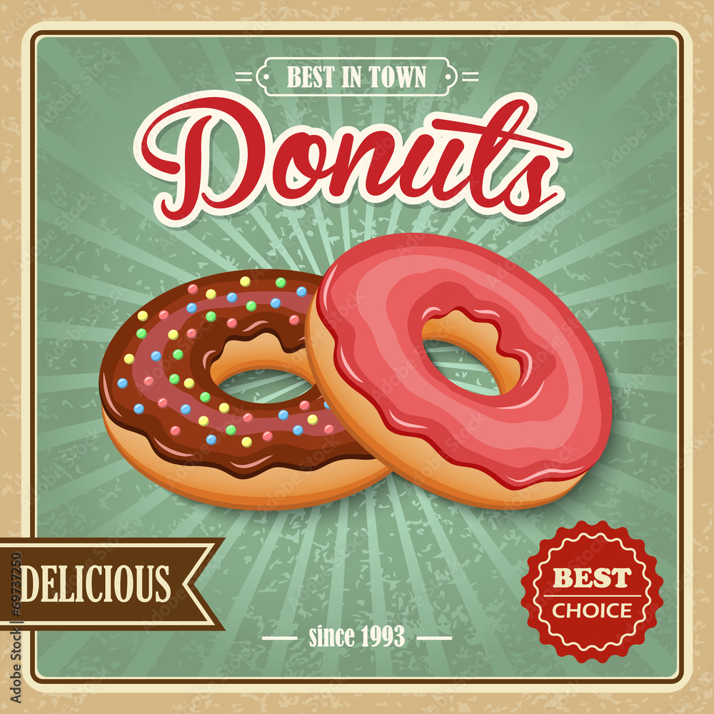 Donut retro poster Stock Vector | Adobe Stock
