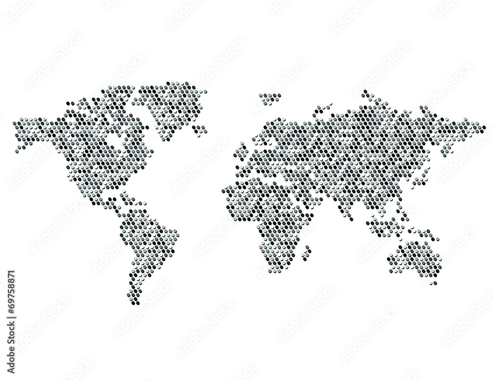 Dotted Map of the World Continents Random Gray Stock Vector | Adobe Stock