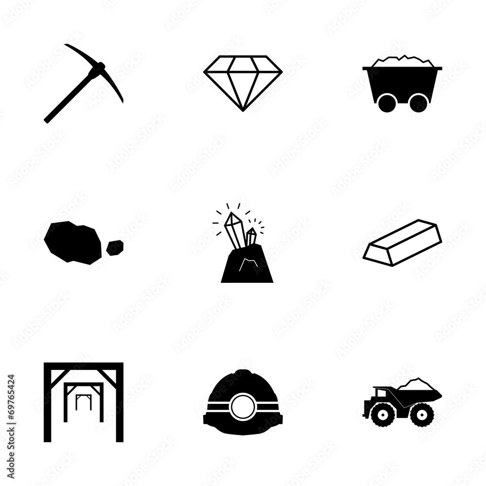 Vector black mining icons set Stock Vector | Adobe Stock
