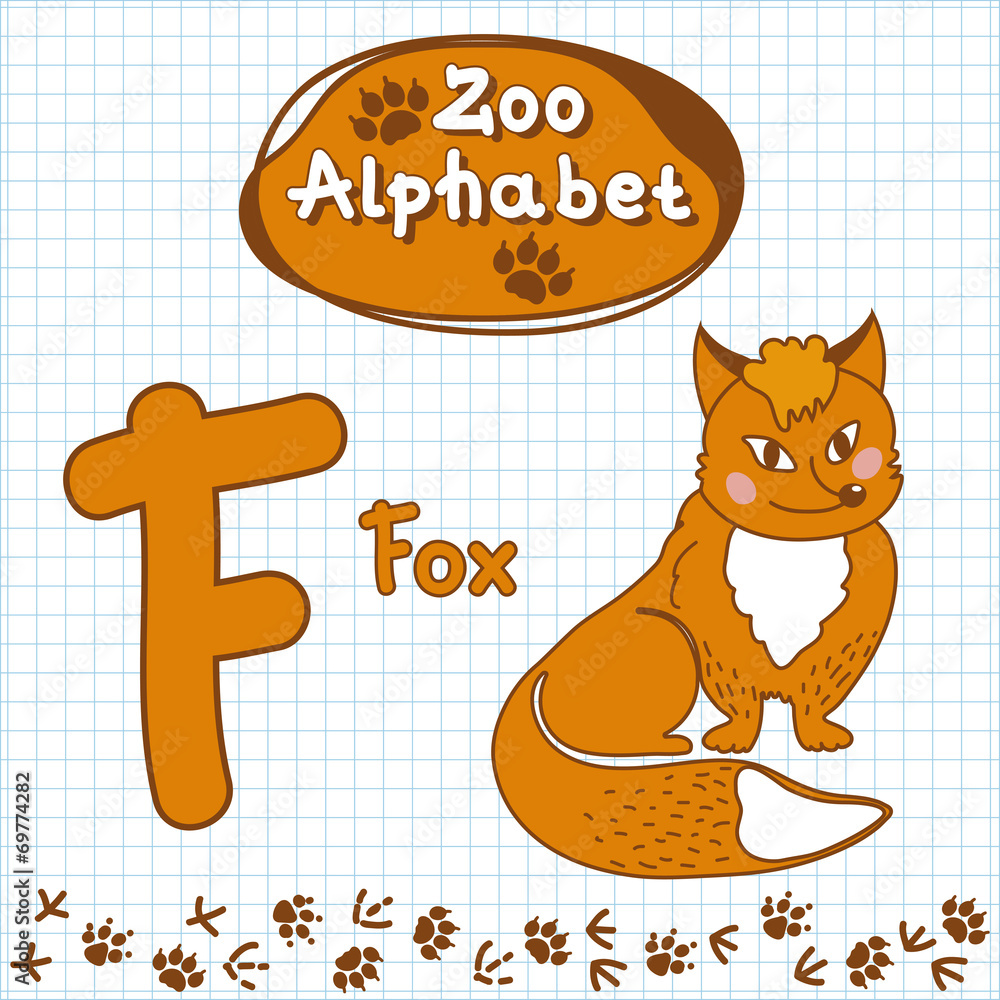 Colorful children's alphabet with animals, fox Stock Vector | Adobe Stock