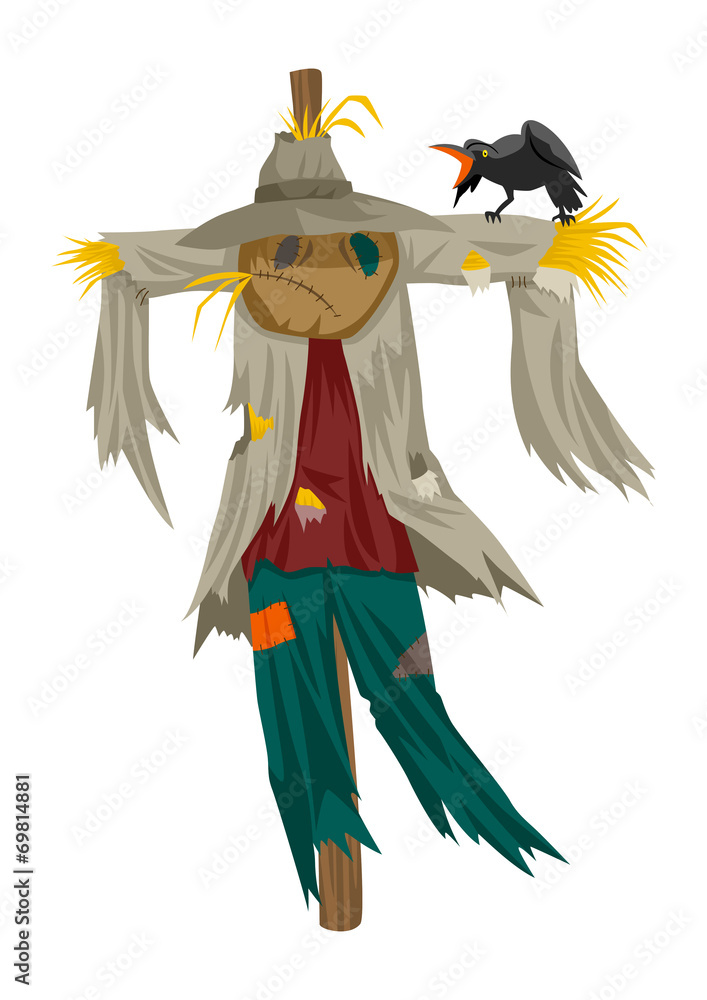 Cartoon illustration of a scarecrow isolated on white Stock Vector ...