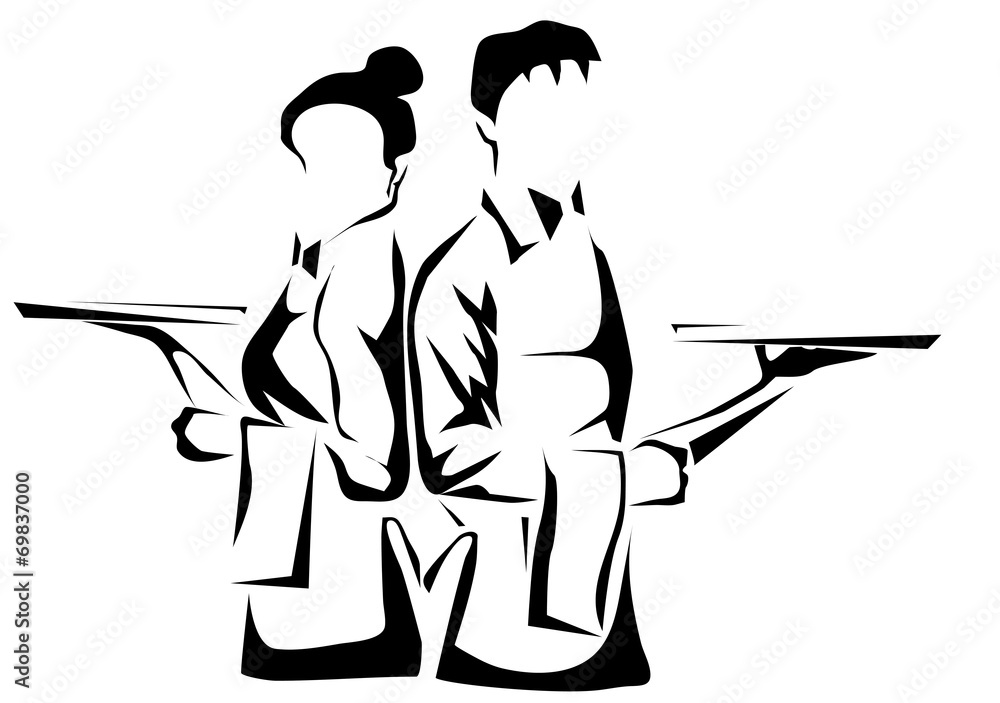 restaurant waiter serve Stock Vector | Adobe Stock