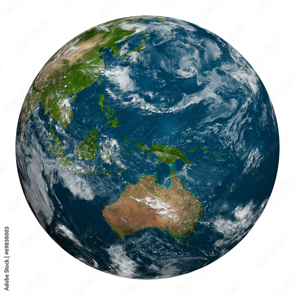 Planet earth with clouds. Australia, Oceania and part of Asia. Stock ...