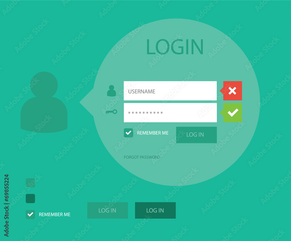 Flat ui kit simple login bar design in bubble Stock Vector | Adobe Stock