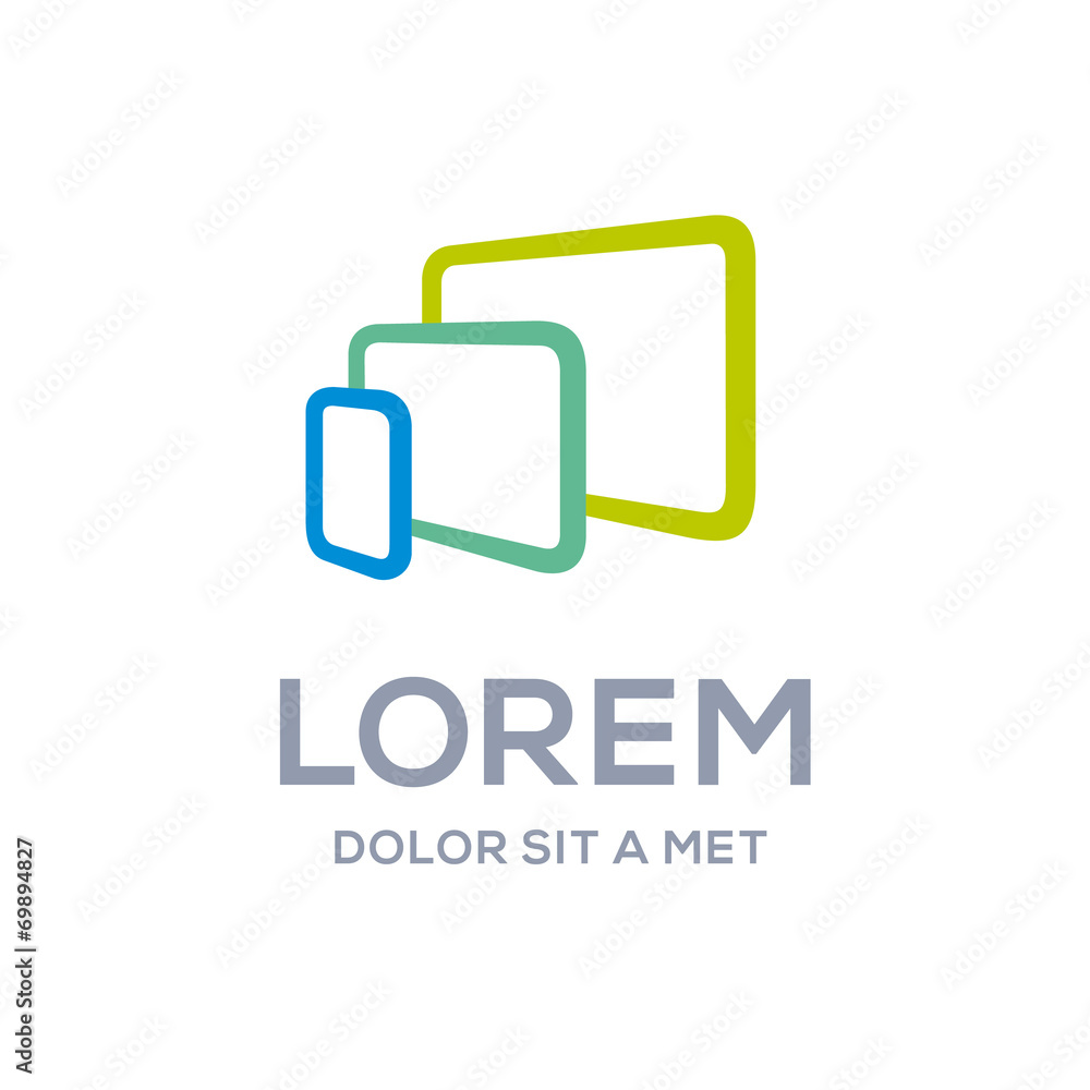 Computer laptop tablet phone logo icon design template. Stock Vector ...