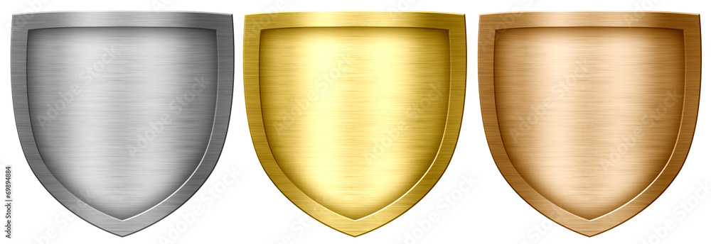 Metal shield collection isolated on white background Stock Illustration ...