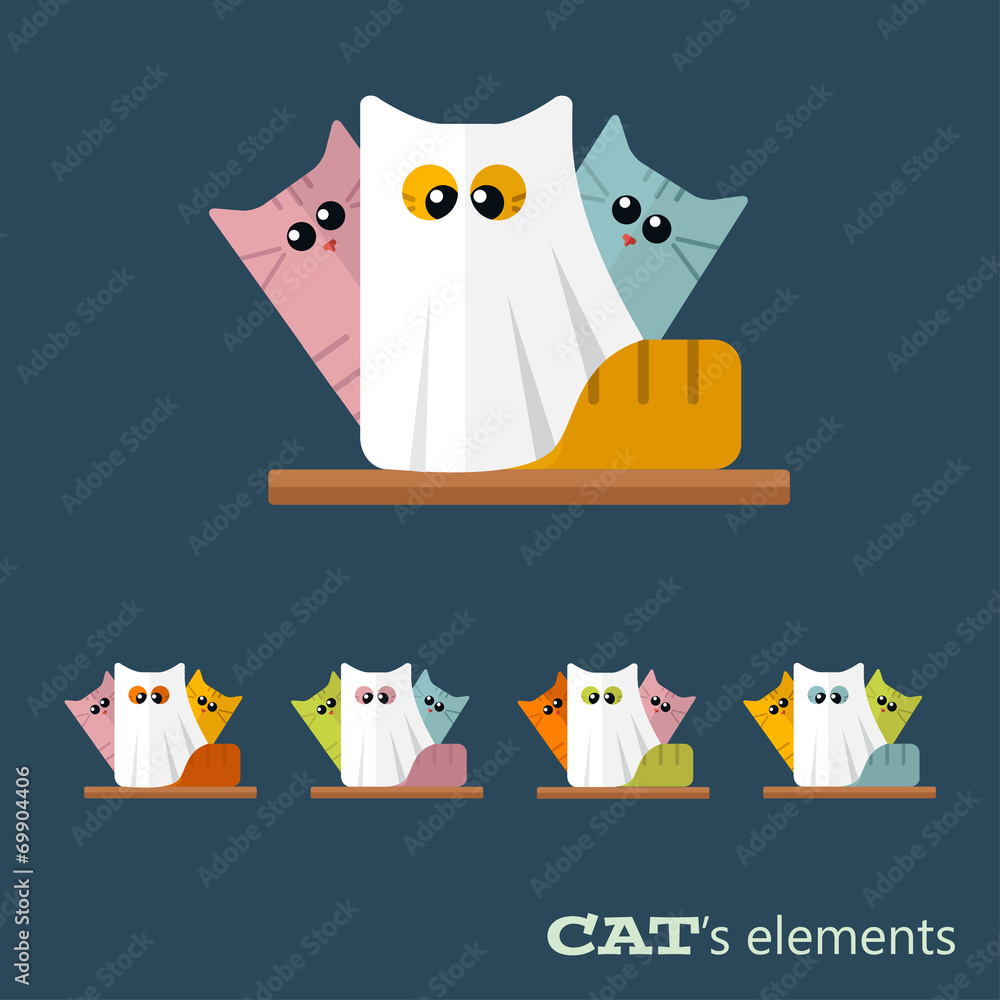 Vector cats elements Stock Vector | Adobe Stock