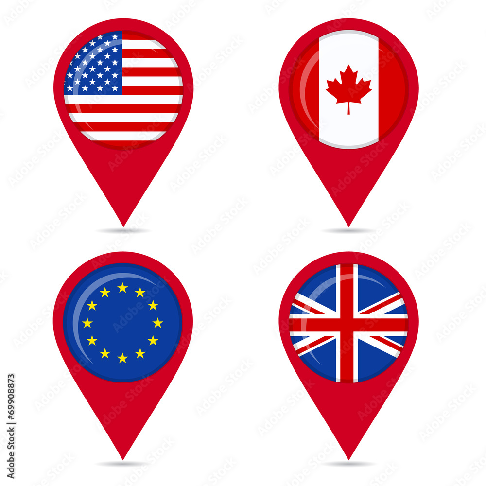 National flags of Anglo Saxon countries and europe Stock Vector | Adobe ...