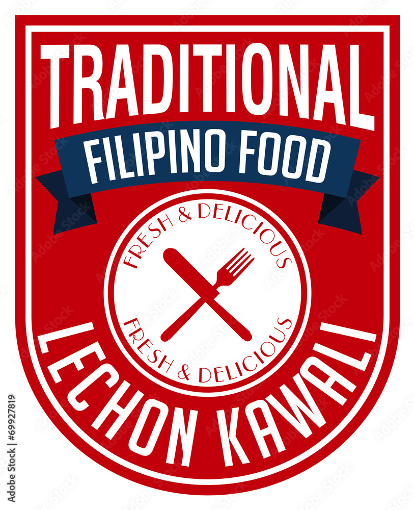 filipino lechon kawali label Stock Vector | Adobe Stock