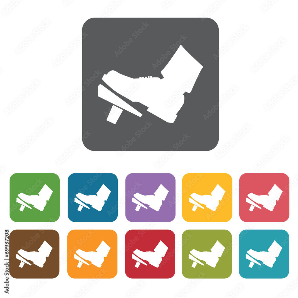 Foot pedal icons set. Rectangle colourful 12 buttons. Vector ill Stock ...