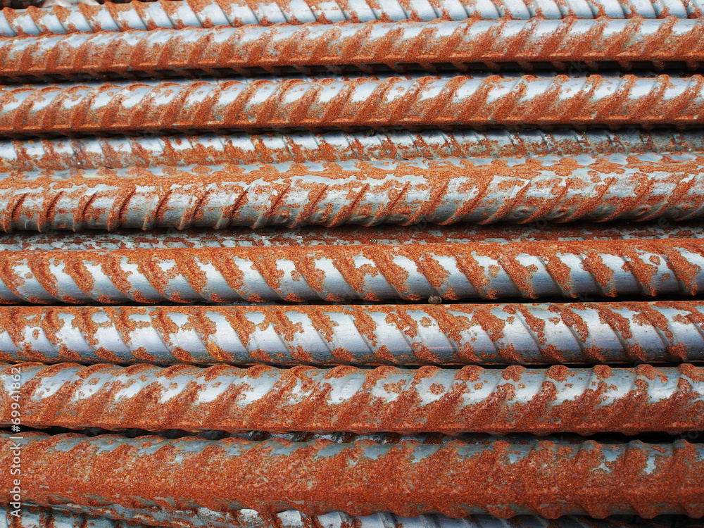 Rust steel rods or bars for construction Stock Photo | Adobe Stock