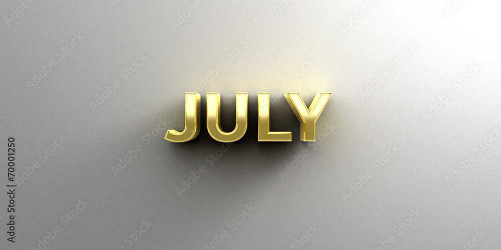 July month gold 3D quality render on the wall background with so Stock ...