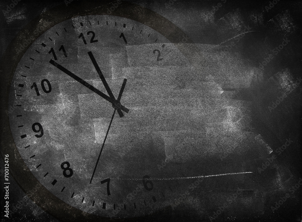 Clock and blackboard Stock Photo | Adobe Stock