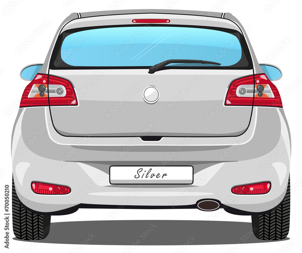Vector Car - Back view - Silver Stock Vector | Adobe Stock