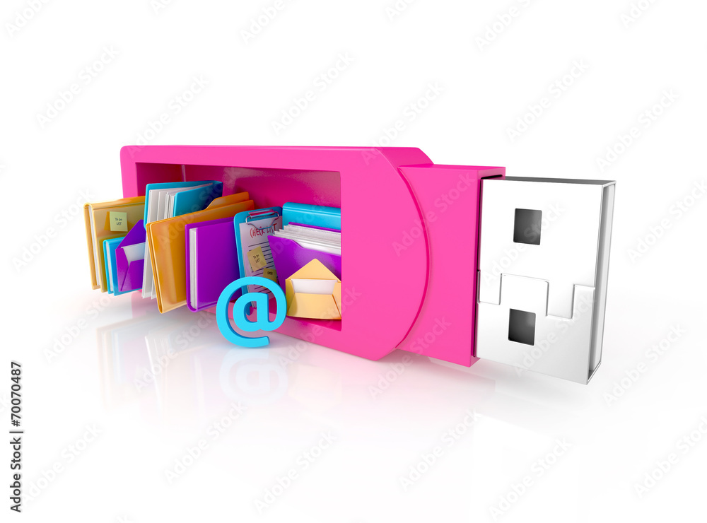 usb flash drive with folders, check list, and tools Stock Illustration ...