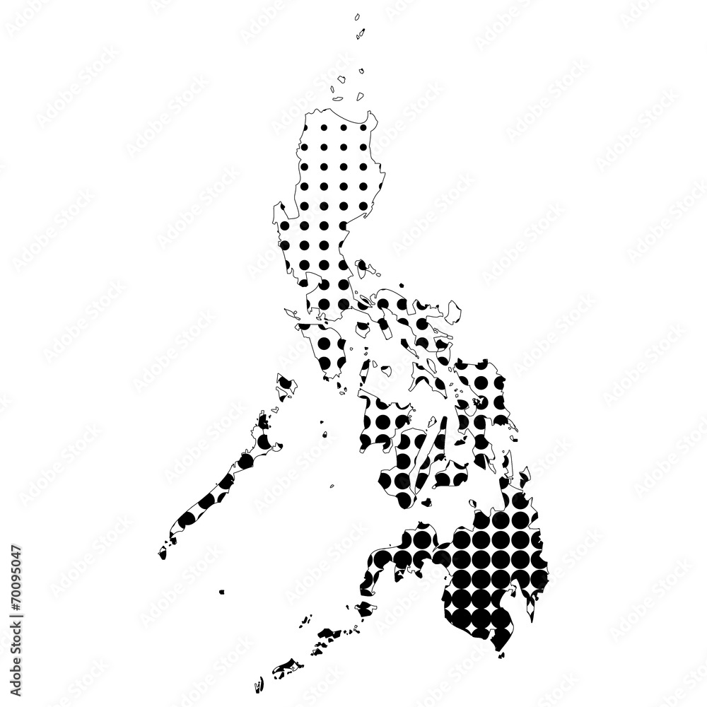Illustration of map with halftone dots - Philippines. Stock ...