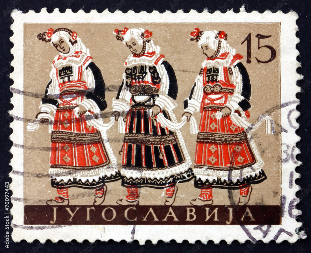 Postage stamp Yugoslavia 1957 Macedonian National Costume Stock Photo ...