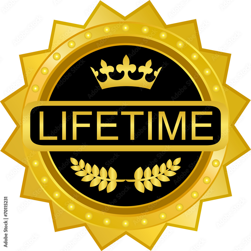 Lifetime Warranty Gold Badge Stock-Illustration | Adobe Stock